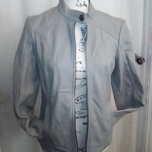 Coach | Jackets & Coats | Coach Small Leather Womens Grey Jacket | Poshmark